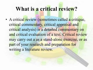 Critical analysis of research report | PPTX