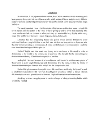 Critical analysis of the novel black boy by richard wright under the ...
