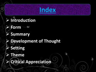 Critical analysis of the poem 'Home 'Burial' | PPT