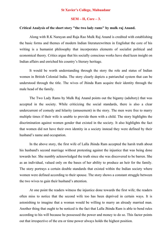 Critical analysis of two lady rams. | PDF