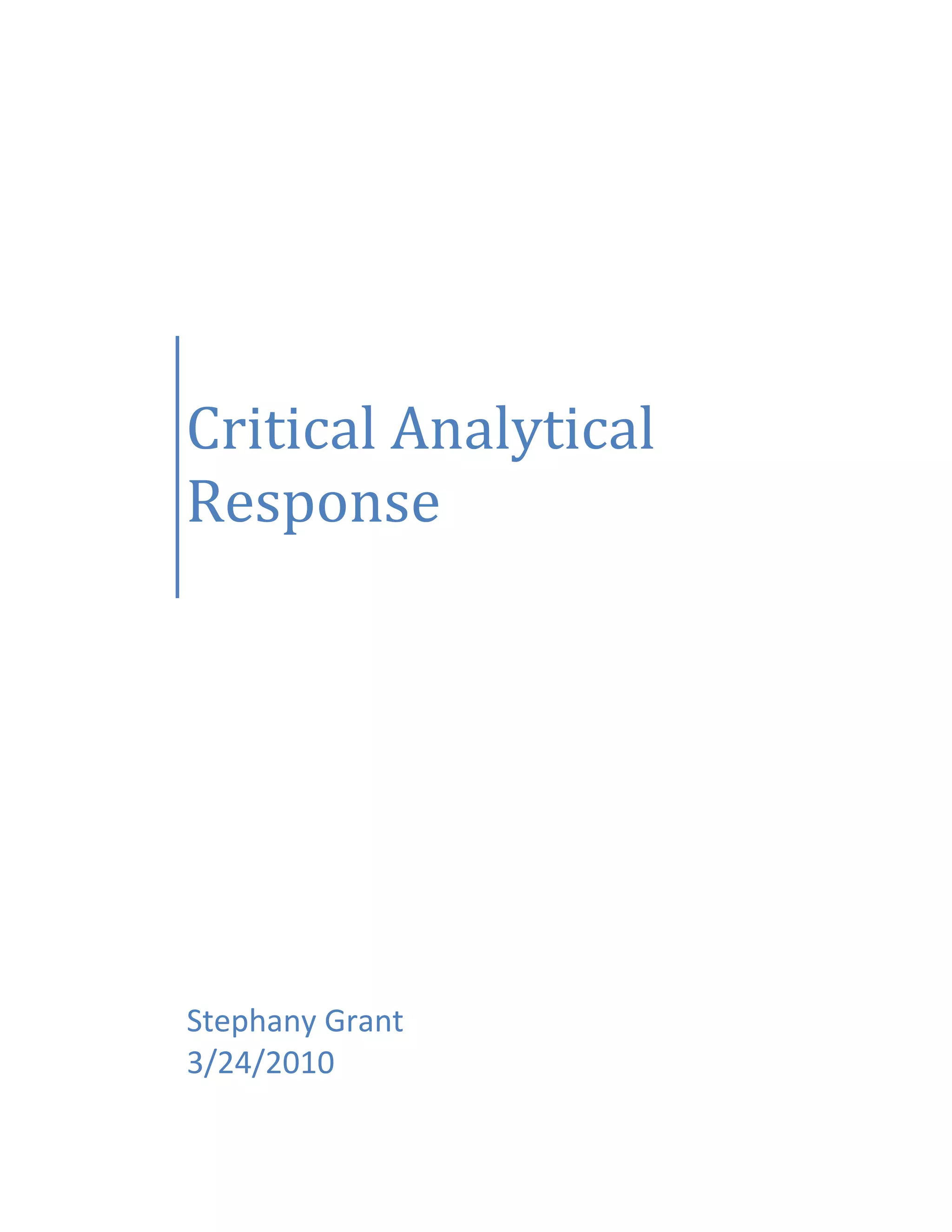 Critical Analytical Response | PDF