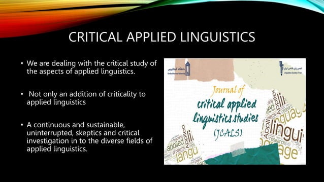 CRITICAL APPLIED LINGUISTICS.pptx presentation | PPTX