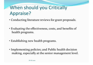 Critical Appraisal | PDF