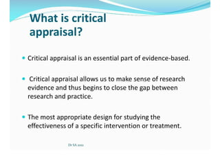 Critical Appraisal | PDF
