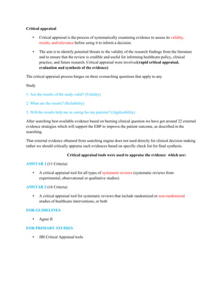 Critical appraisal.docx IMPORTAN TO HEALTH SCIENCE STUDENTS | PDF