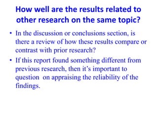Critical appraisal of the recherche article | PPT