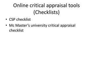Critical appraisal of the recherche article | PPT
