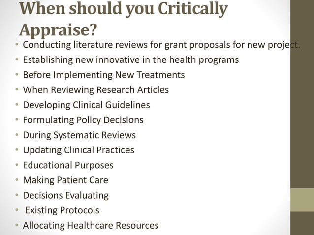 Critical appraisal of a research writing | PPT