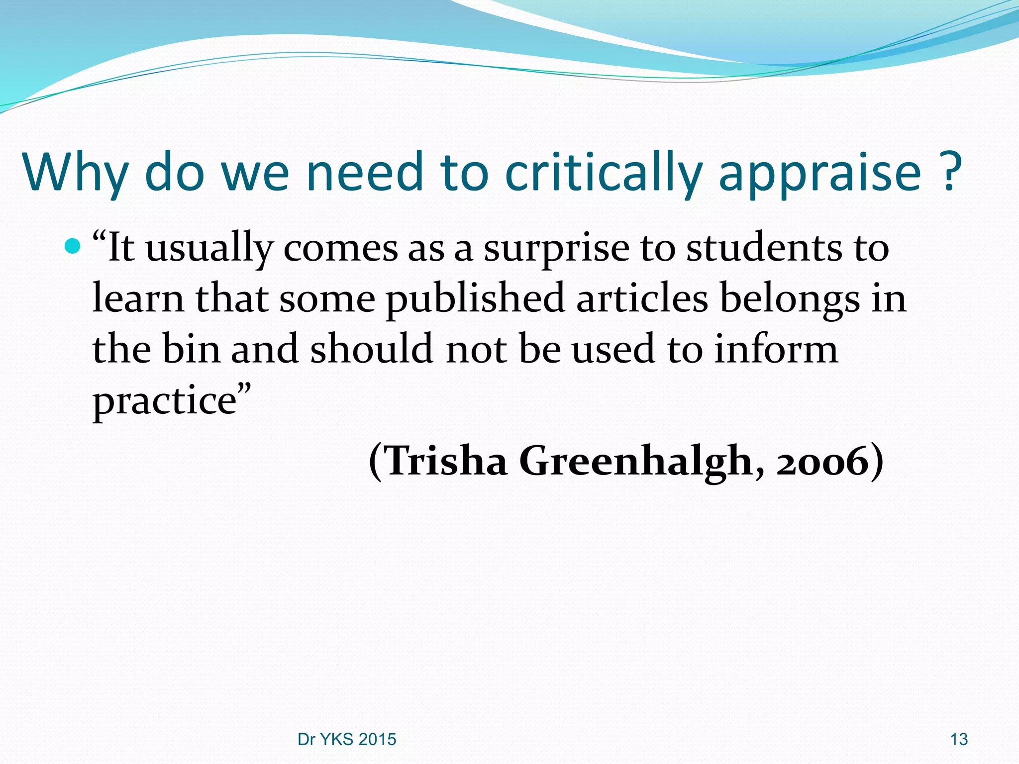 Critical appraisal of published article | PPTX