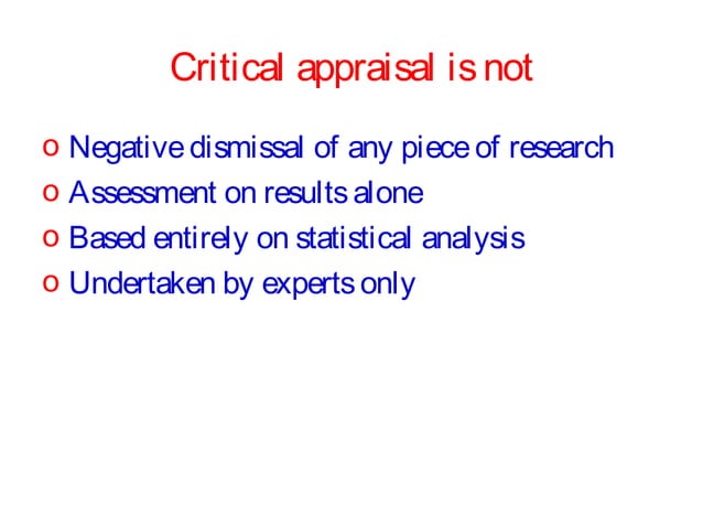 Critical appraisal of published medical research | PPT | Medical Health