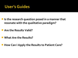Critical appraisal of qualitative research | PPT
