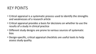 Critical appraisal of scientific articles overview | PPTX