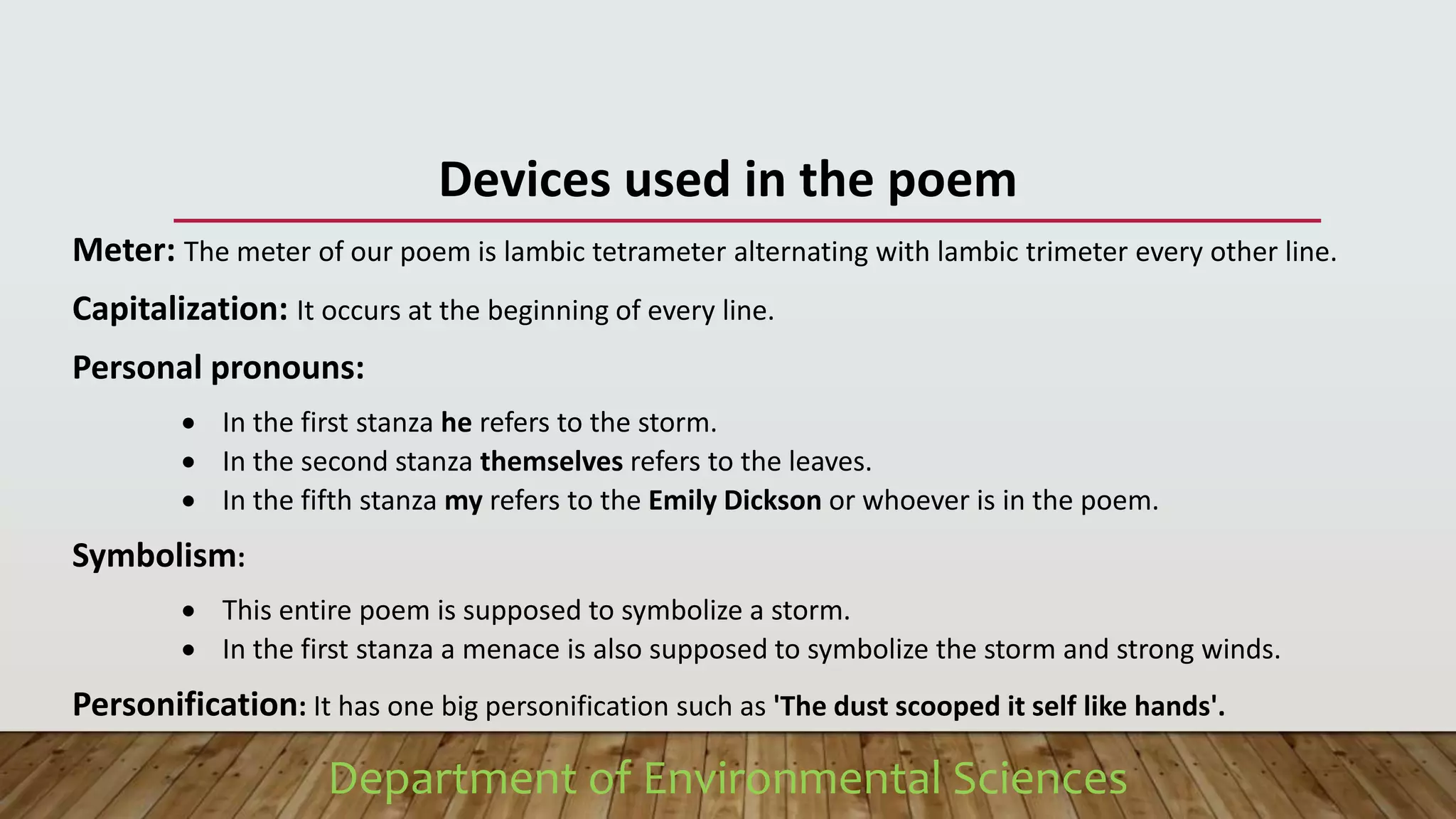 Critical appreciation of poem "The wind begun to rock the grass" by ...