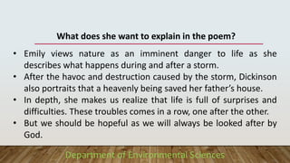 Critical appreciation of poem "The wind begun to rock the grass" by ...