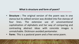 Critical appreciation of poem "The wind begun to rock the grass" by ...