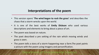 Critical appreciation of poem "The wind begun to rock the grass" by ...
