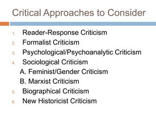 CRITICAL APPROACHES TO LITERATURE | PPTX
