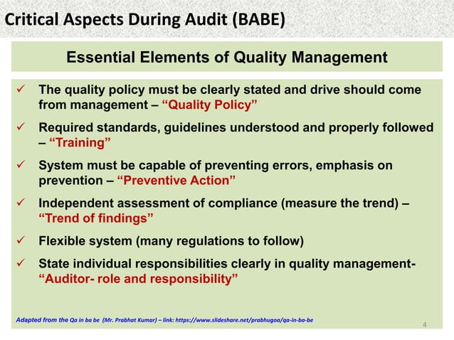 Critical aspects during audit (BA/BE) | PPTX