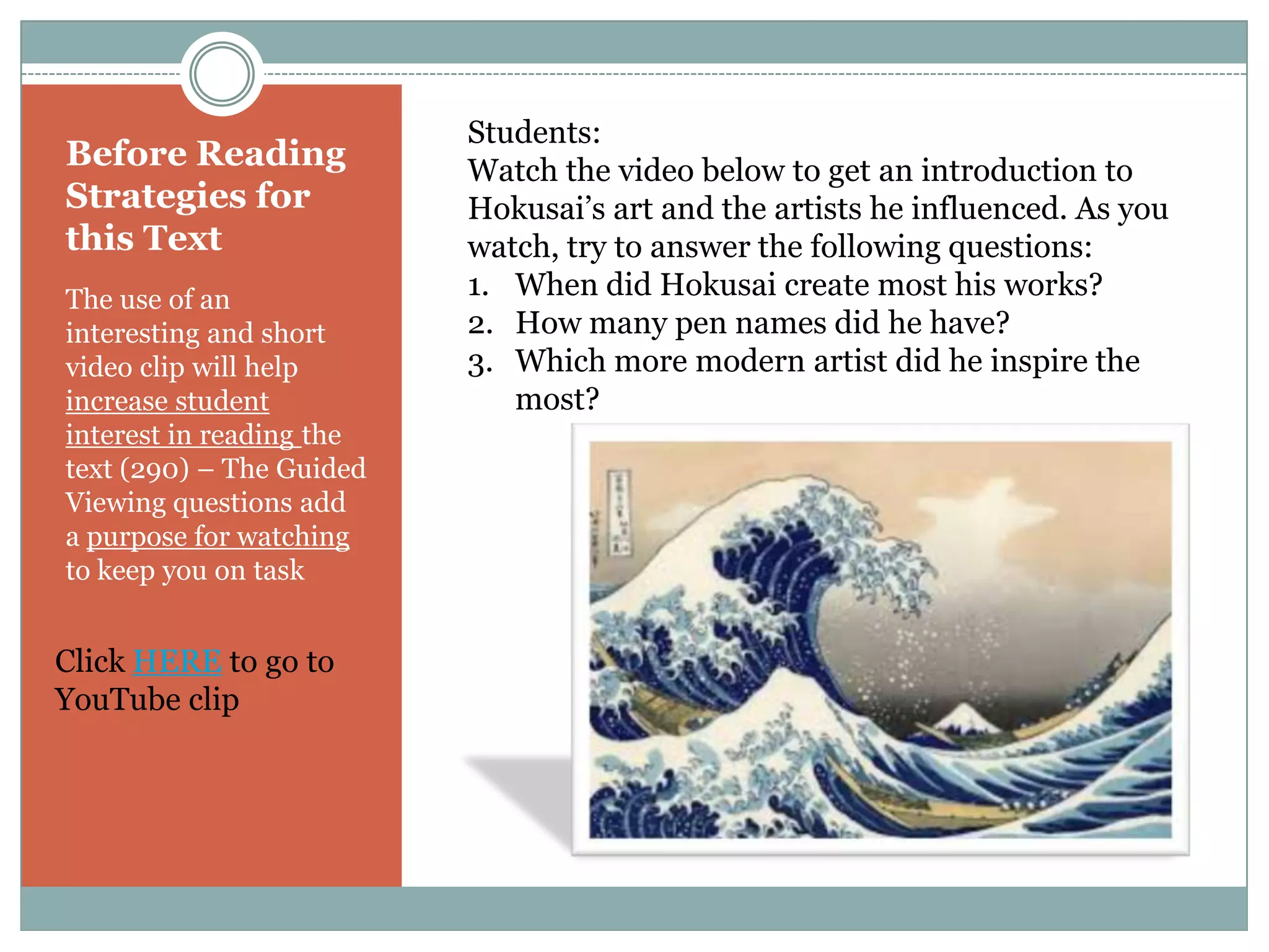 Critical assignment 1 - Hokusai lesson (Before, During, and After ...