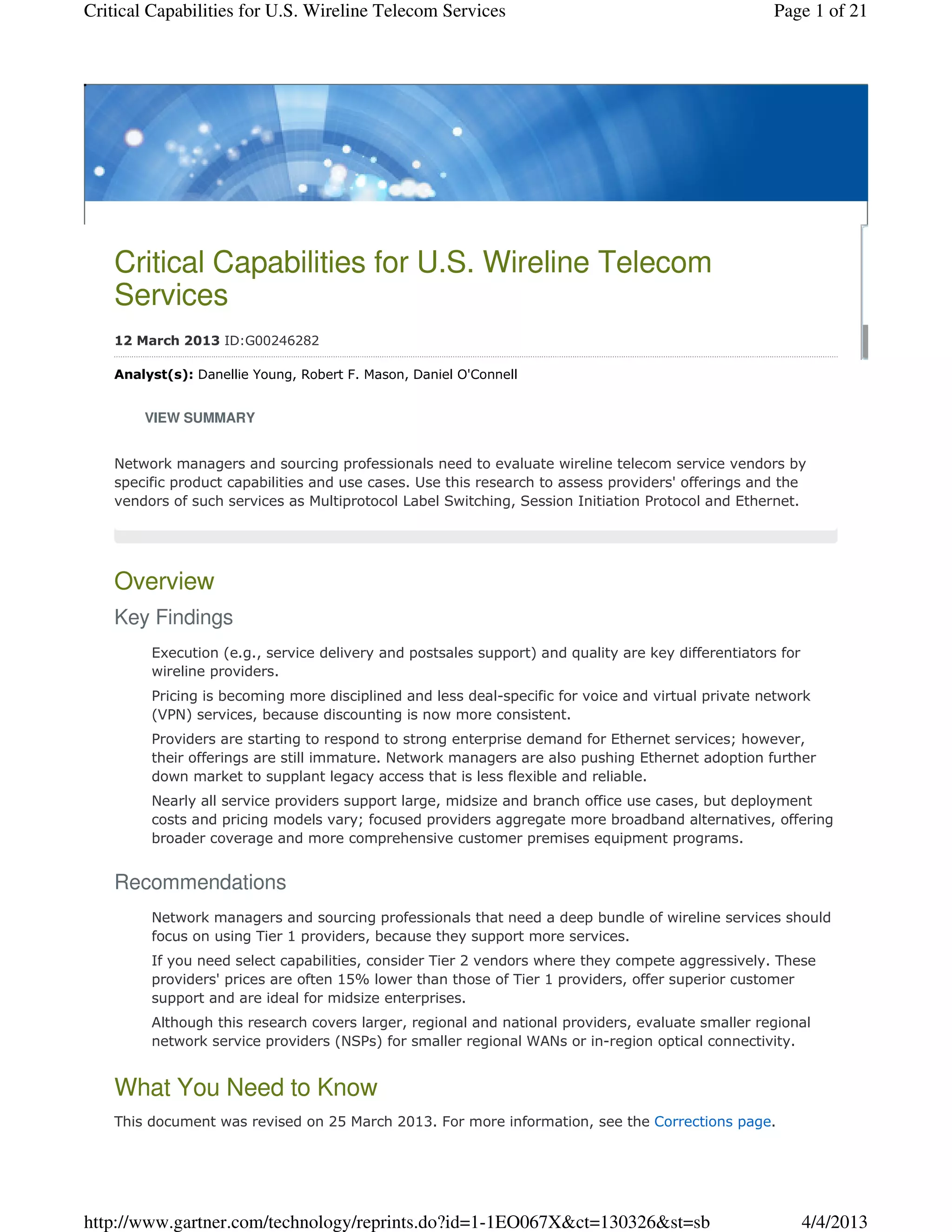 Critical capabilities us wireline telecom services 3.12.13