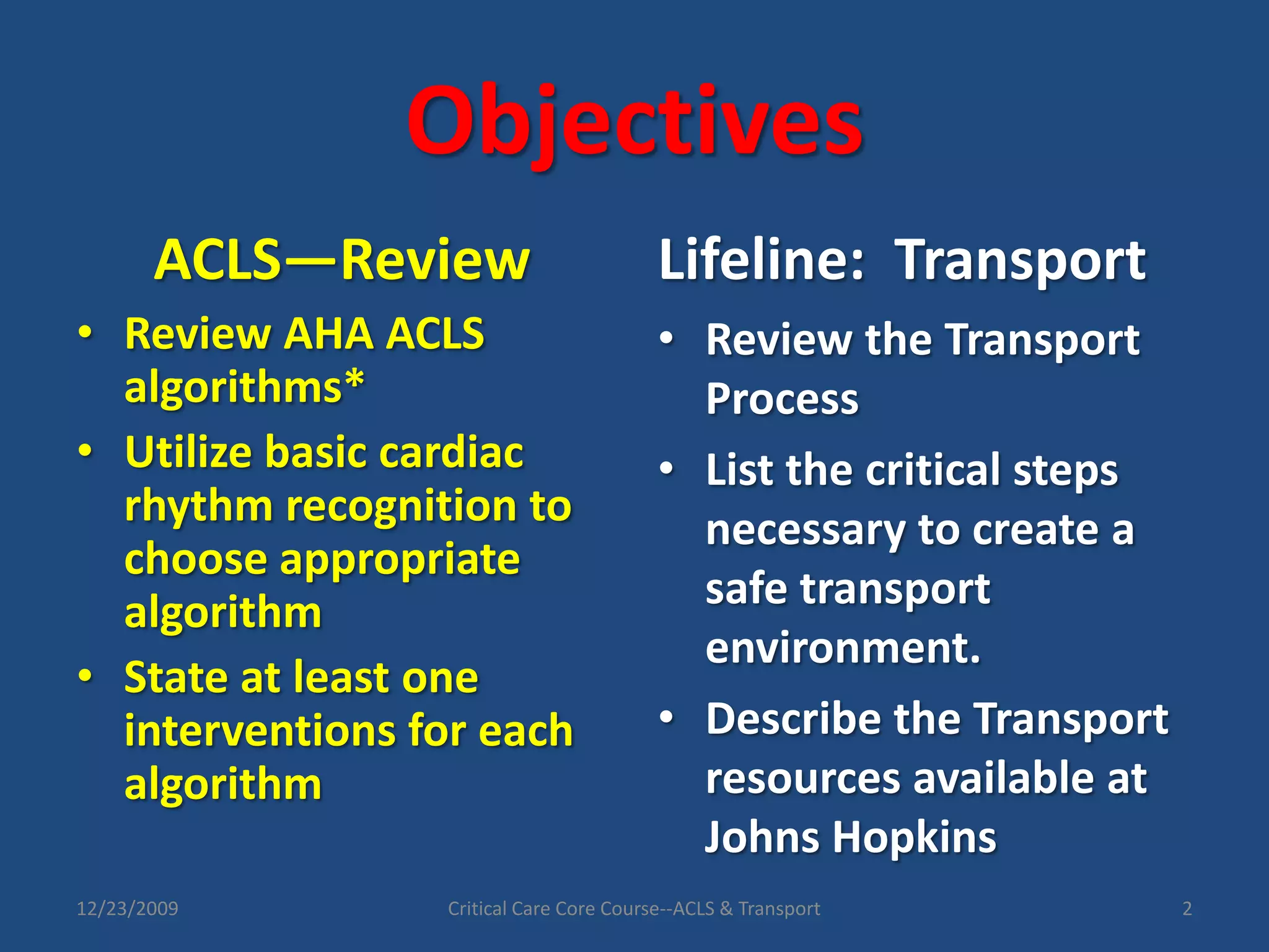 Critical care core course acls | PPTX