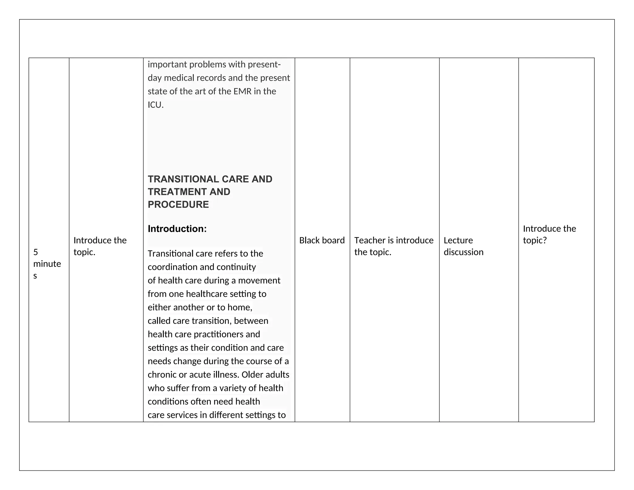 CRITICAL CARE NURSING LESSON PLAN definition, types, purpose ...