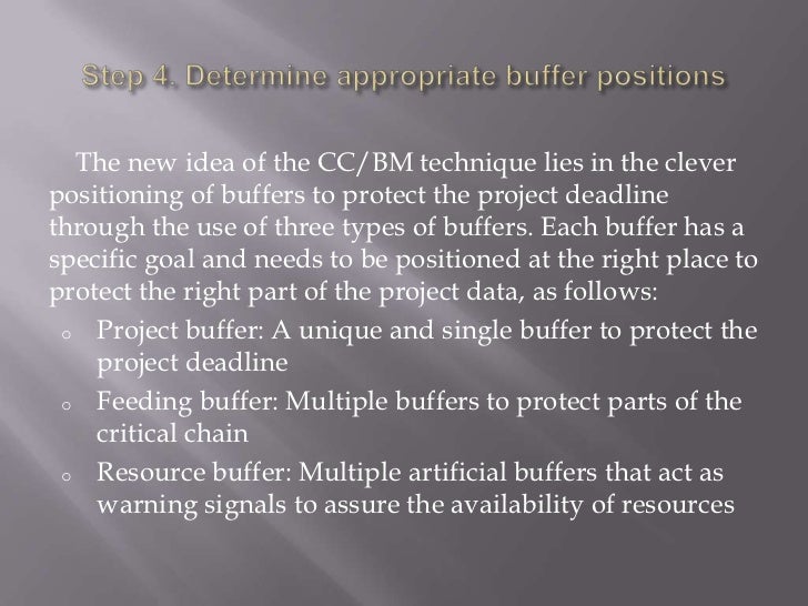 Critical chain and buffer management Critical chain and buffer management