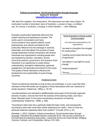 Critical conversations: Social transformation through language | PDF