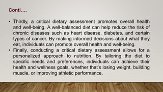 Critical Dietary Assessment nutritional status | PPTX | Medical Health