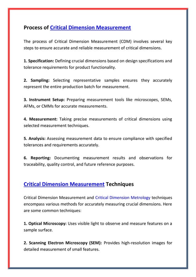 Critical Dimension Measurement - VIEW Micro Metrology | PDF | Physics ...