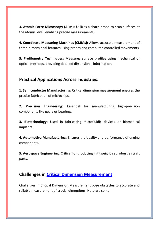 Critical Dimension Measurement - VIEW Micro Metrology | PDF | Physics | Science