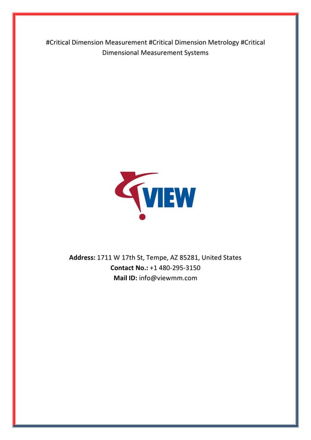 Critical Dimension Measurement - VIEW Micro Metrology | PDF | Physics ...