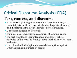 Critical discourse analysis | PPT