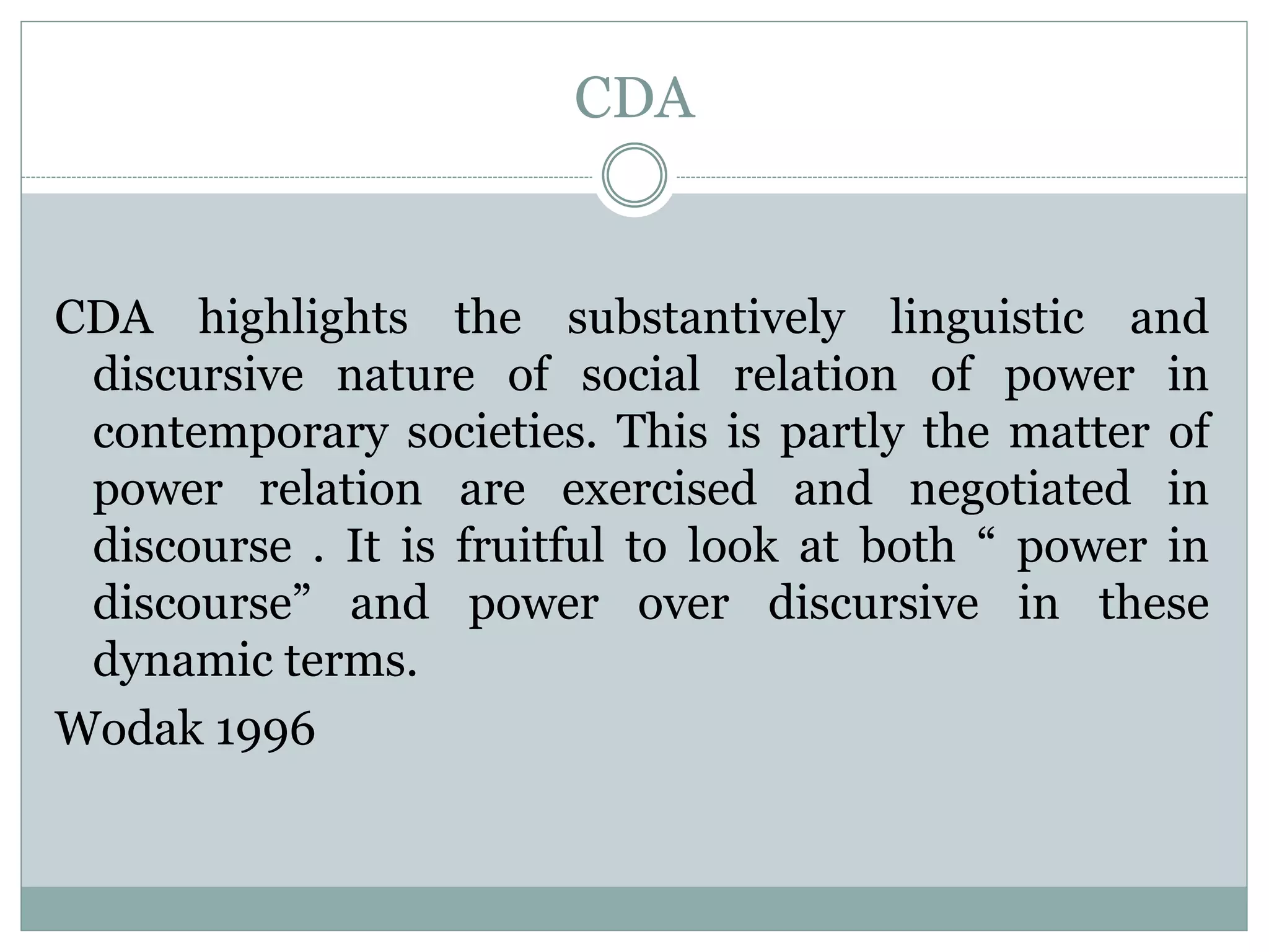 Critical discourse analysis wodak model | PPTX
