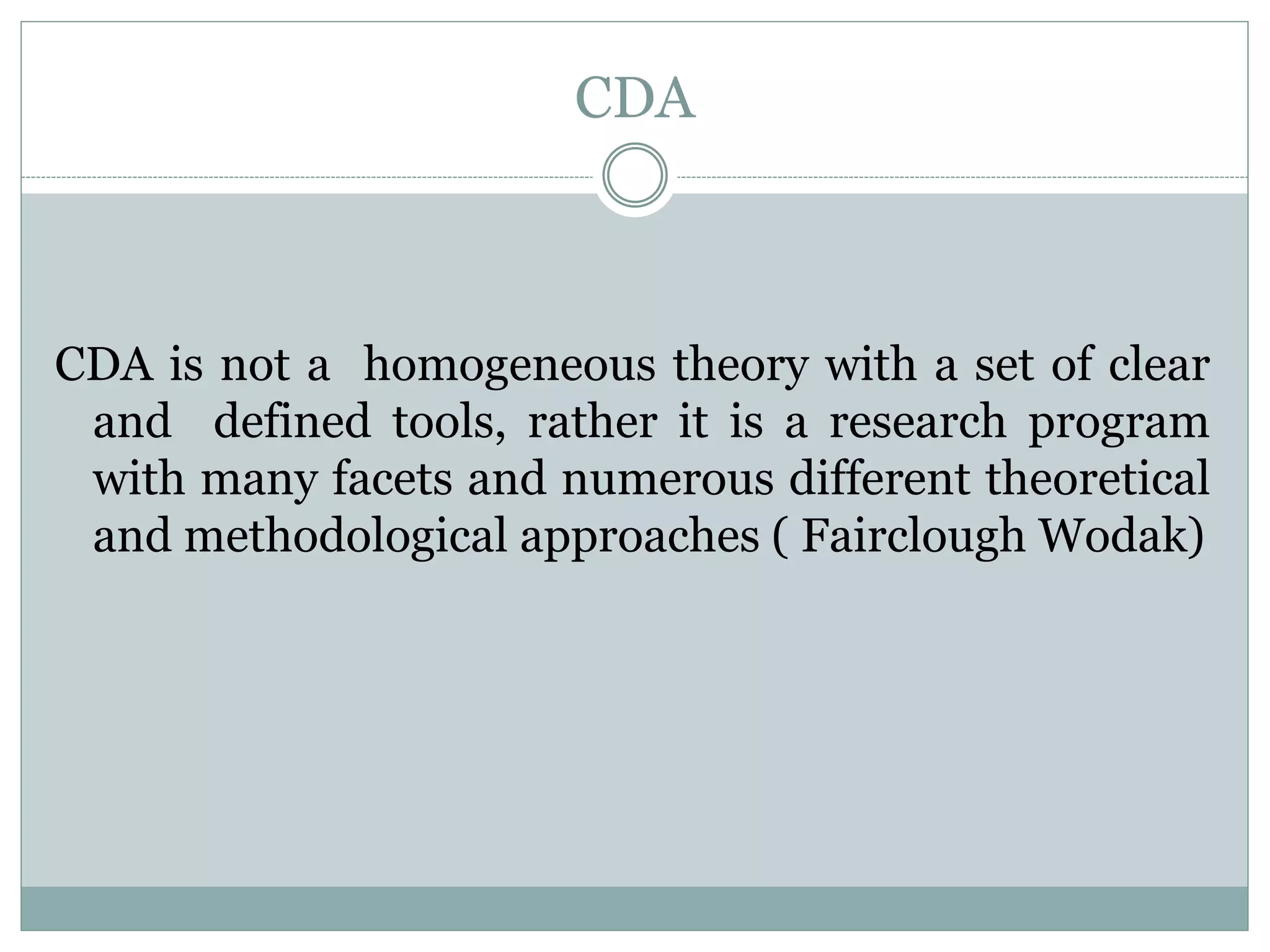 Critical discourse analysis wodak model | PPTX