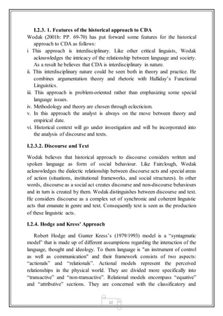 Critical discourse analysis and an application | DOCX