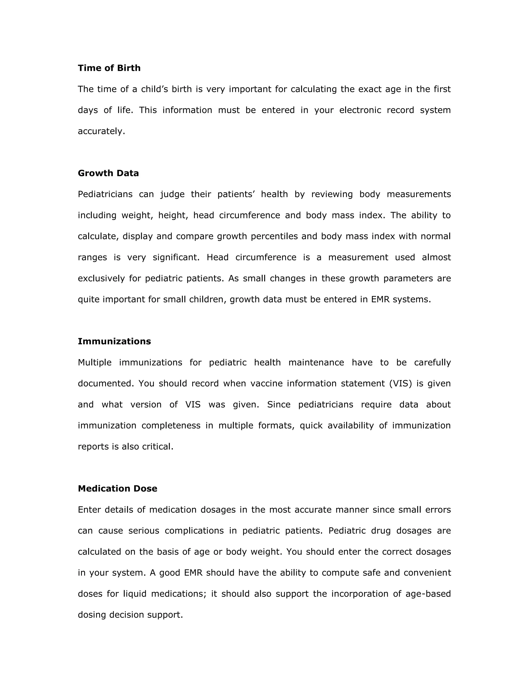 Critical Elements of Pediatric Documentation | PDF