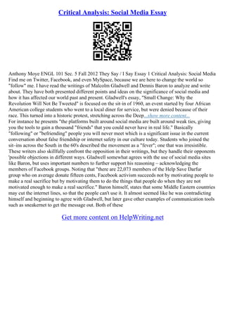 Critical Essay Example | PDF