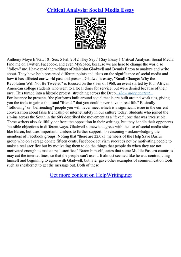 Critical Essay Example | PDF