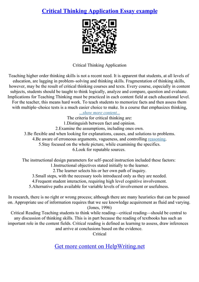Critical Essay Example | PDF
