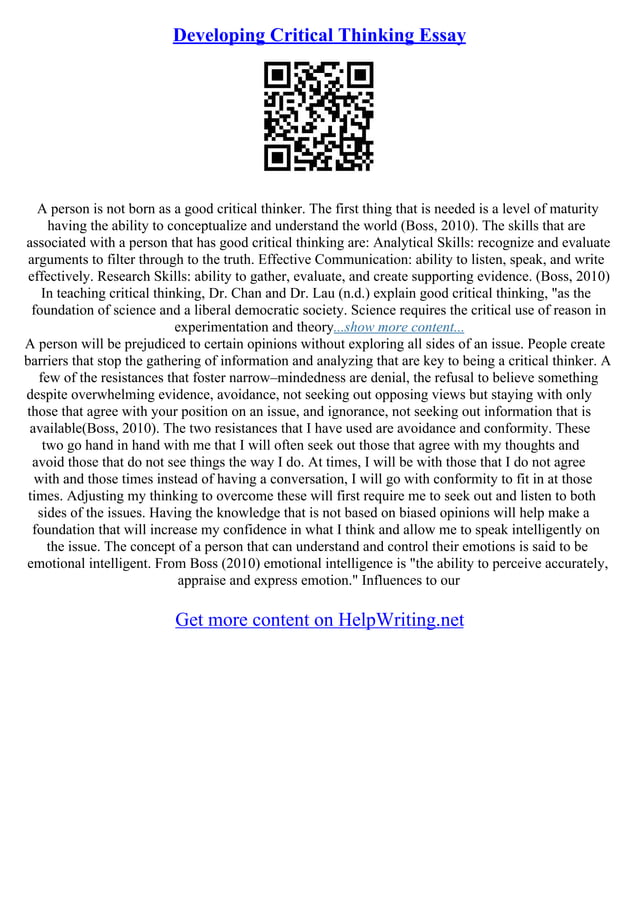 Critical Essay Example | PDF