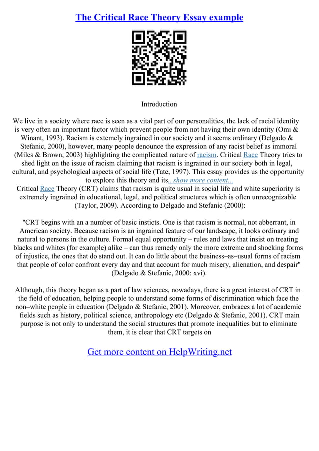 Critical Essay Example | PDF