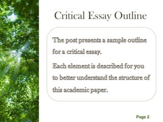 Critical essay outline | PPT