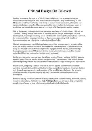 Critical Essays On Beloved.pdf