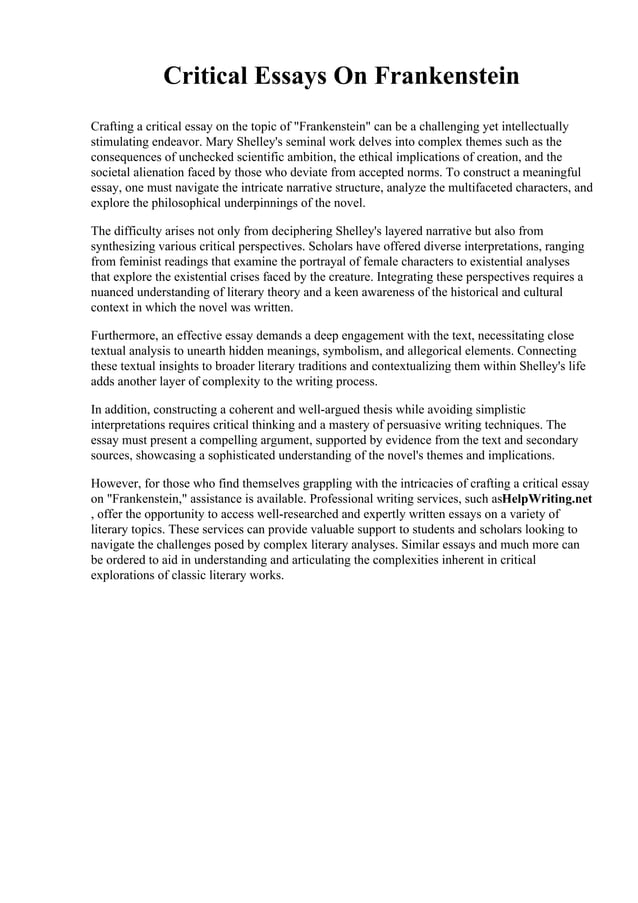 Critical Essays On Frankenstein.pdf