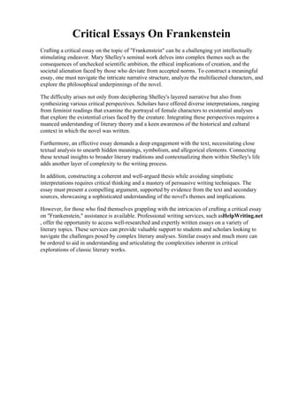 Critical Essays On Frankenstein.pdf