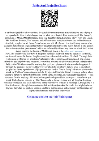 Critical Essays On Pride And Prejudice | PDF