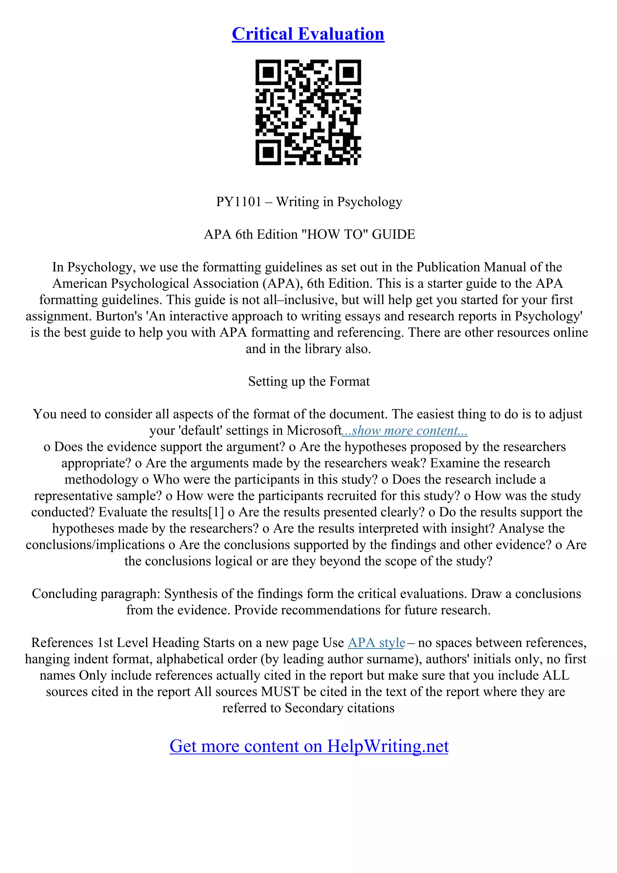 Critical Evaluation Essay | PDF