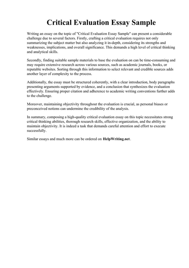 Critical Evaluation Essay Sample.pdf | Christianity | Religion ...