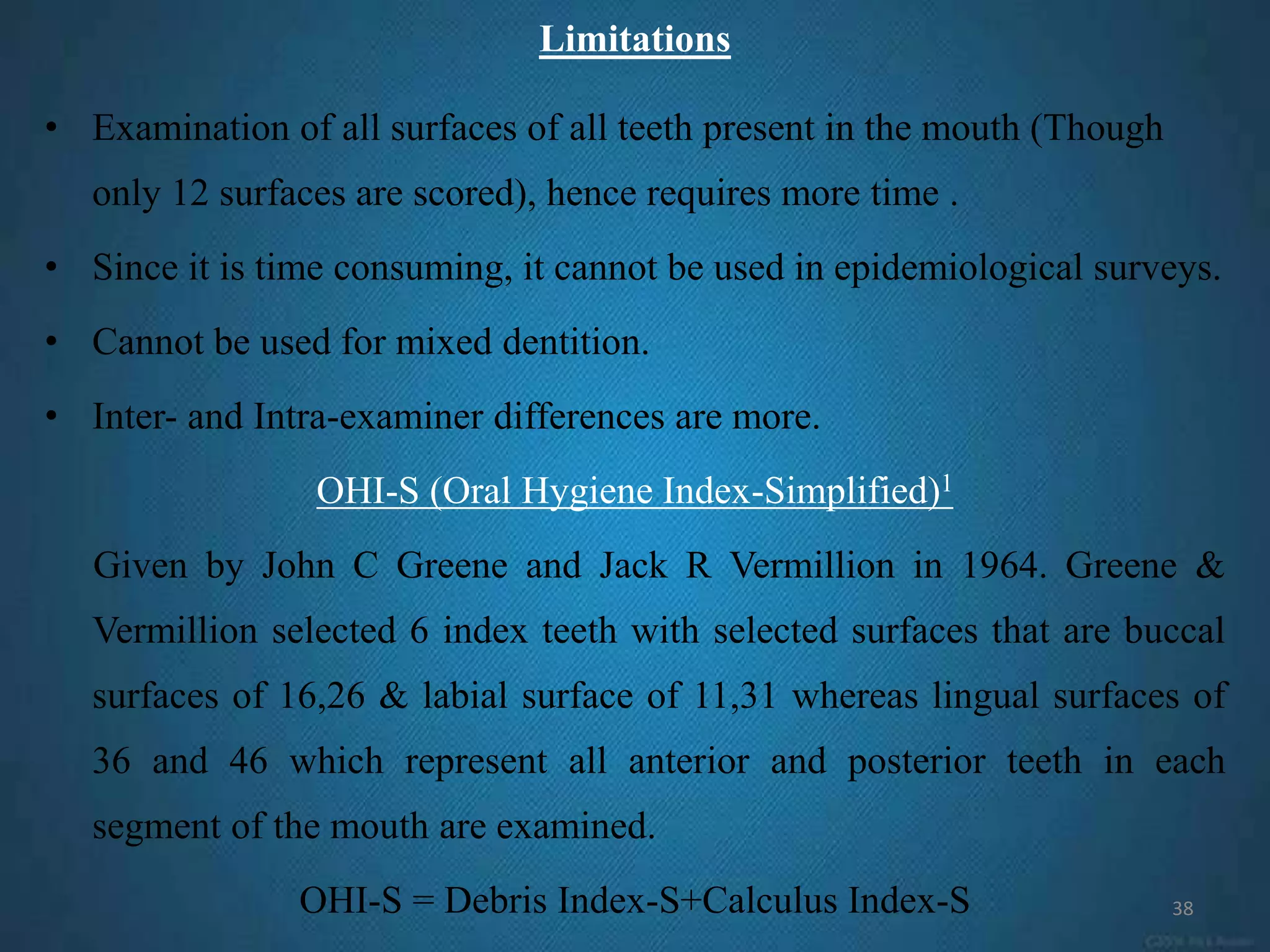 Critical evaluation of dental indices | PPTX